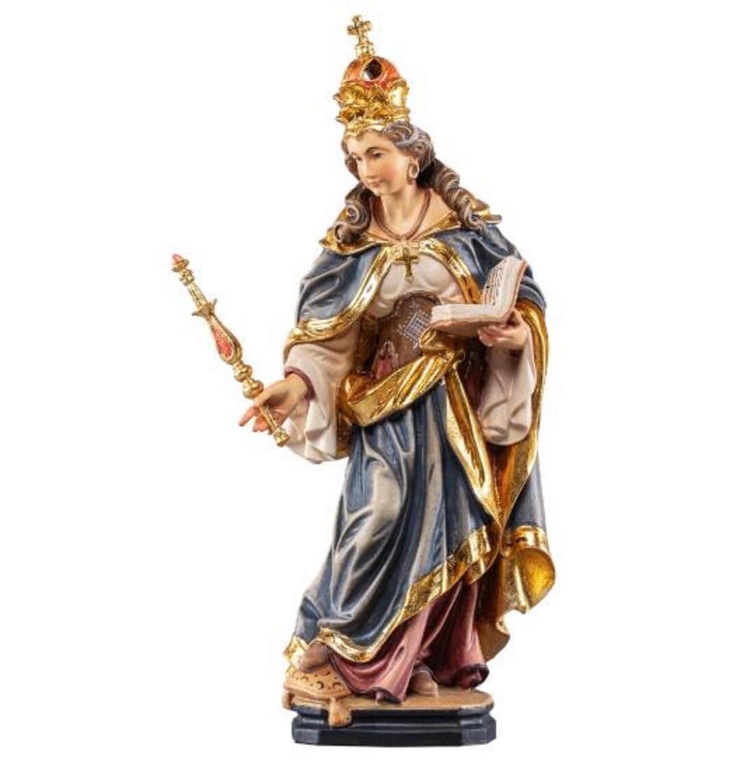 Sculpture of Saint Emma Carved in Valgardena Wood, Hand-decorated and ...