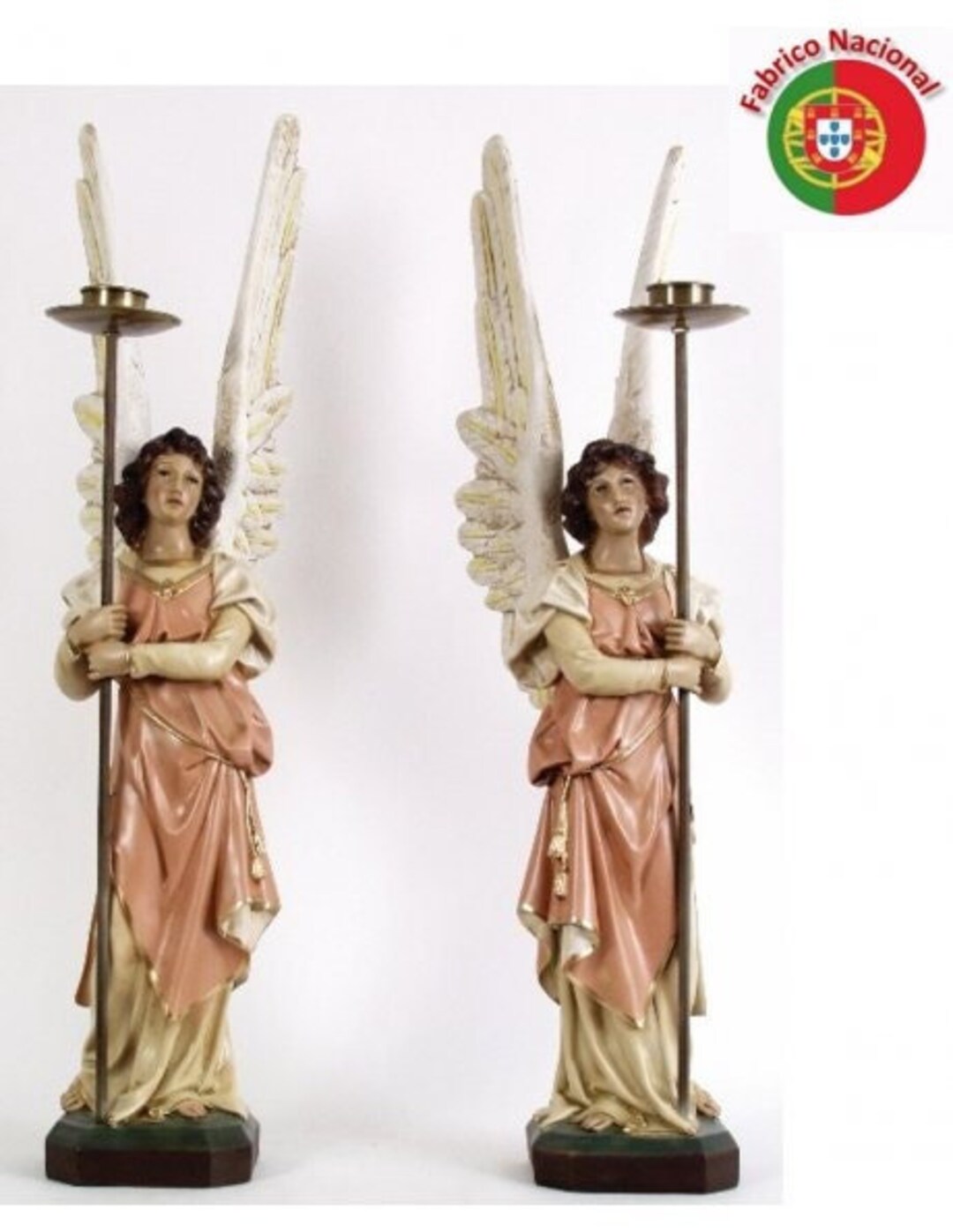 Pair of Angels With Candlestick Cm 87 X 16,5 34,25 X 6,49 Inches Made ...