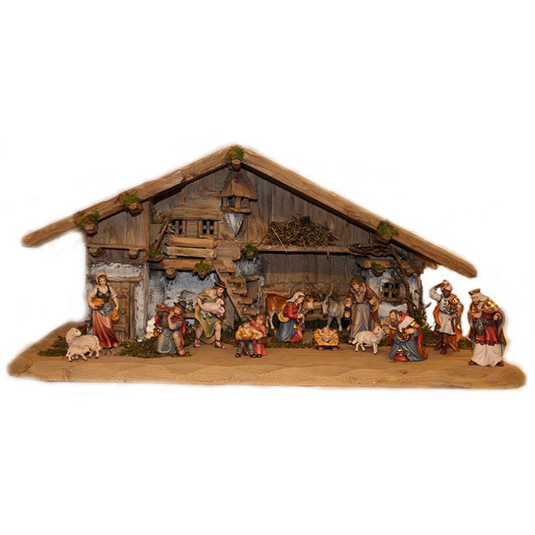 Tyrolean Nativity Scene Carved in Val Gardena Wood, Decorated by Hand ...