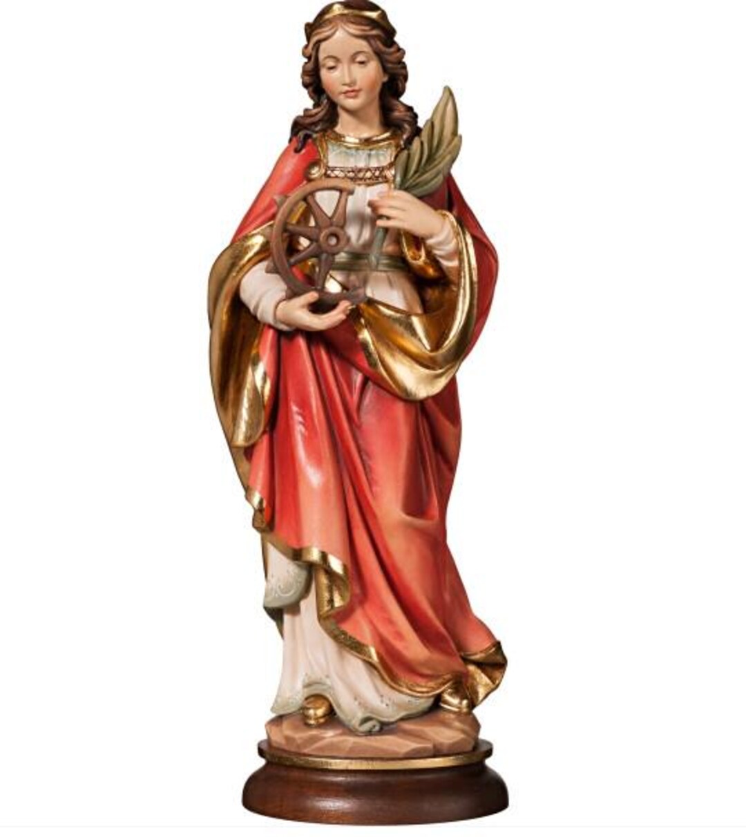 Statue of Saint Catherine of Alexandria Carved in Valgardena Wood and ...