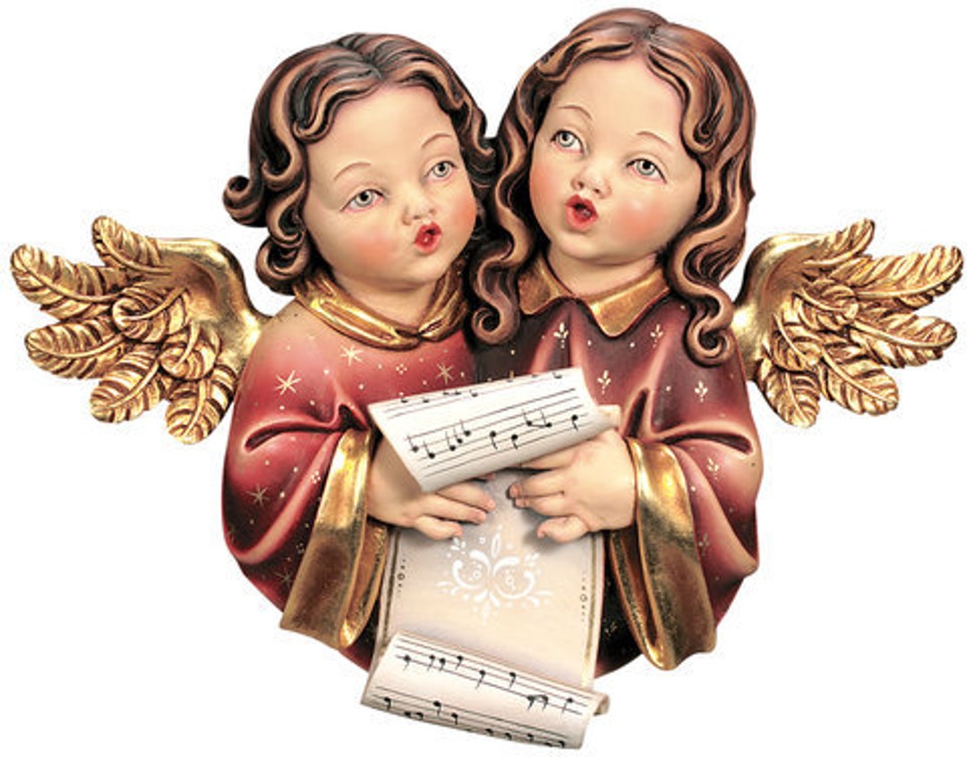 Wall Angels Carved From Valgardena Wood and Hand-decorated, Handcrafted ...