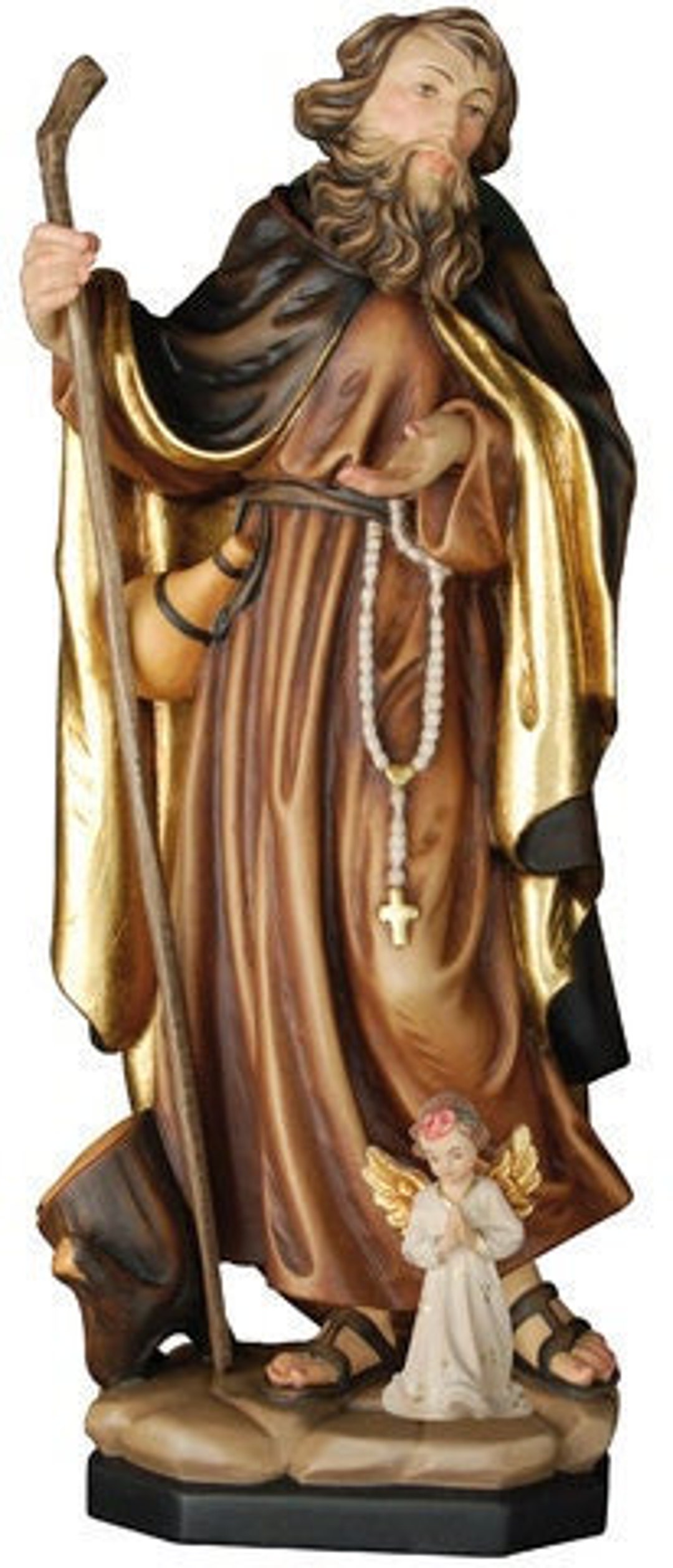 Statue of Saint Elias With an Angel, Carved From Valgardena Wood and ...