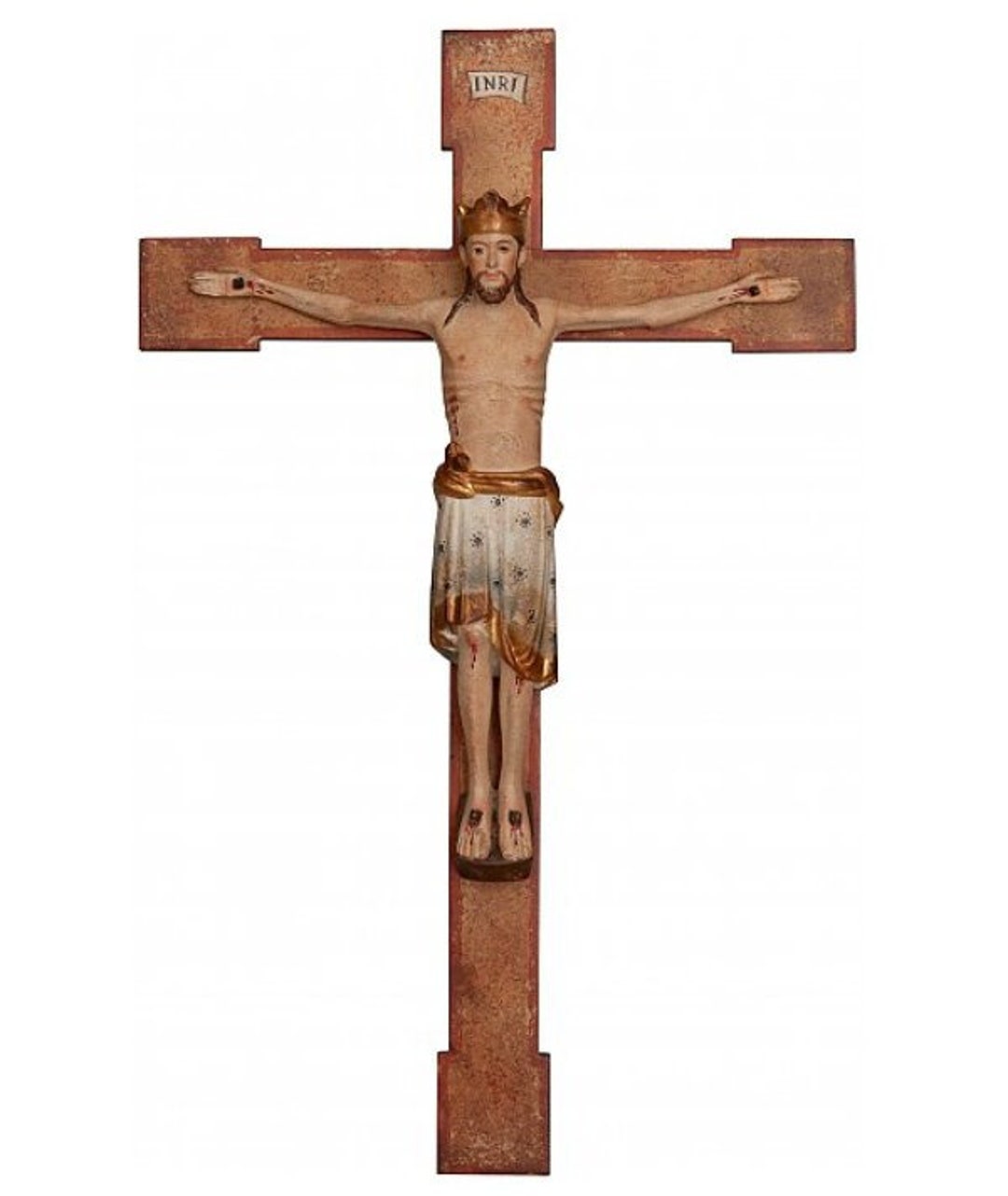 Romanesque Christ the King Crucifix Carved in Valgardena Wood and ...