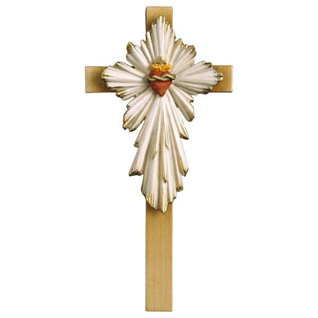 Crucifix Cross Sacred Heart of Jesus, Carved in Wood of Valgardena and ...