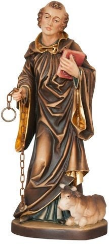 Statue of St. Leonard carved in wood from Valgardena and decorated by ...