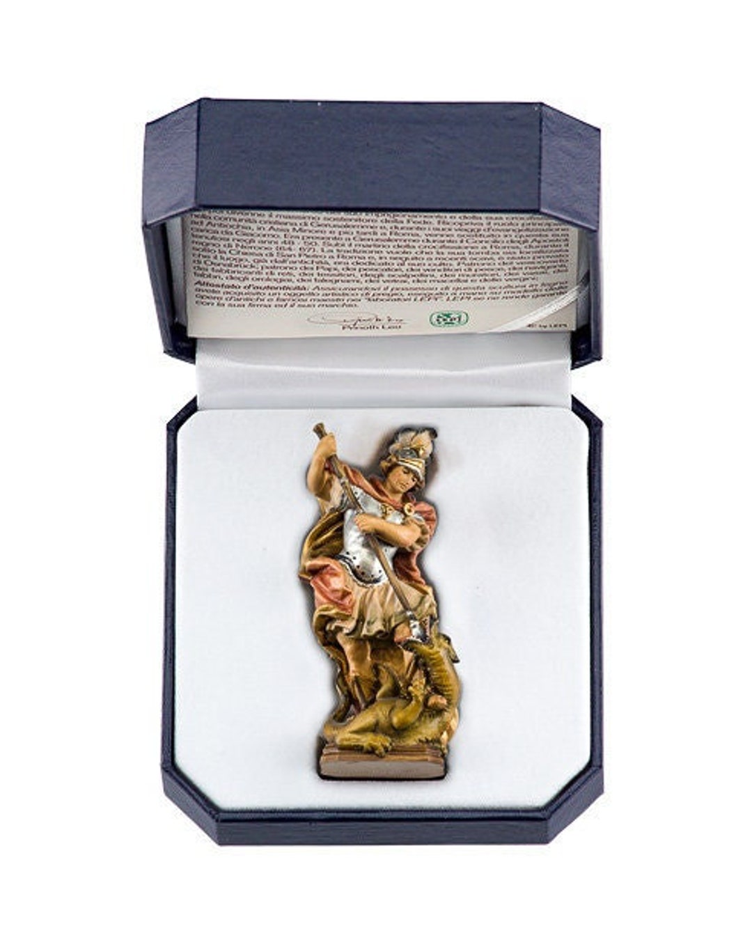 Statue of Saint George With Deluxe Case Carved in Valgardena Wood, Hand ...