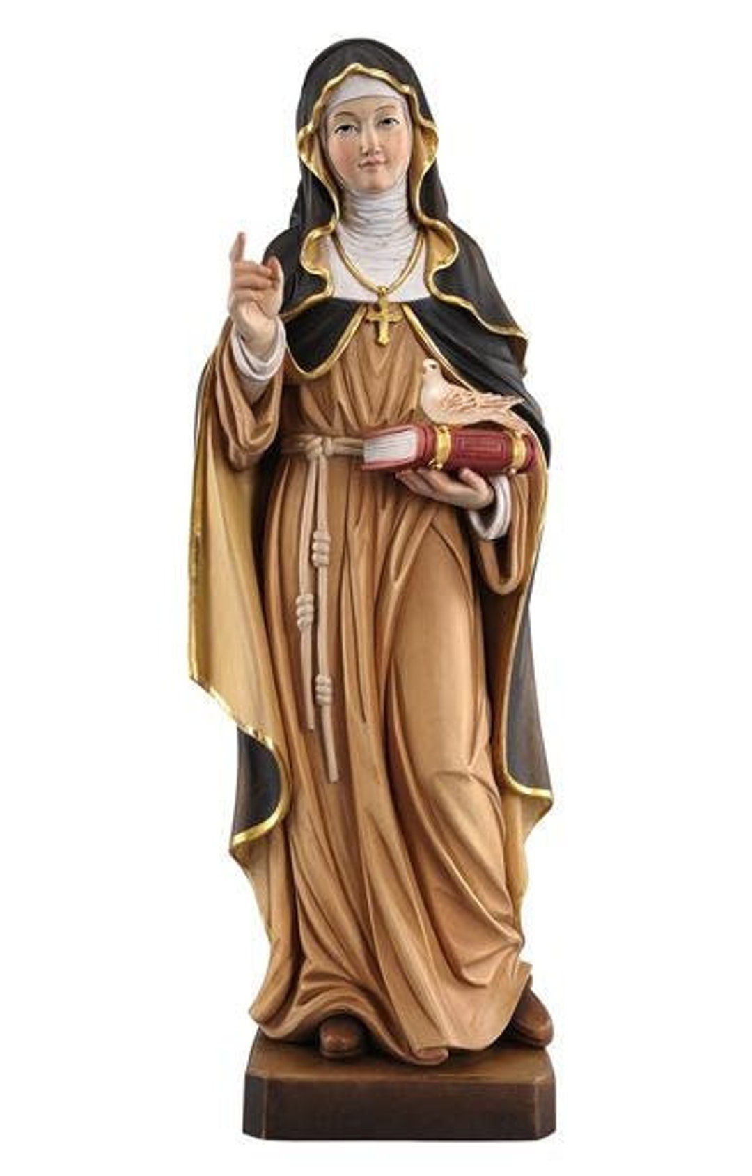 Statue of Saint Scholastica With Dove Carved in Valgardena Wood and ...