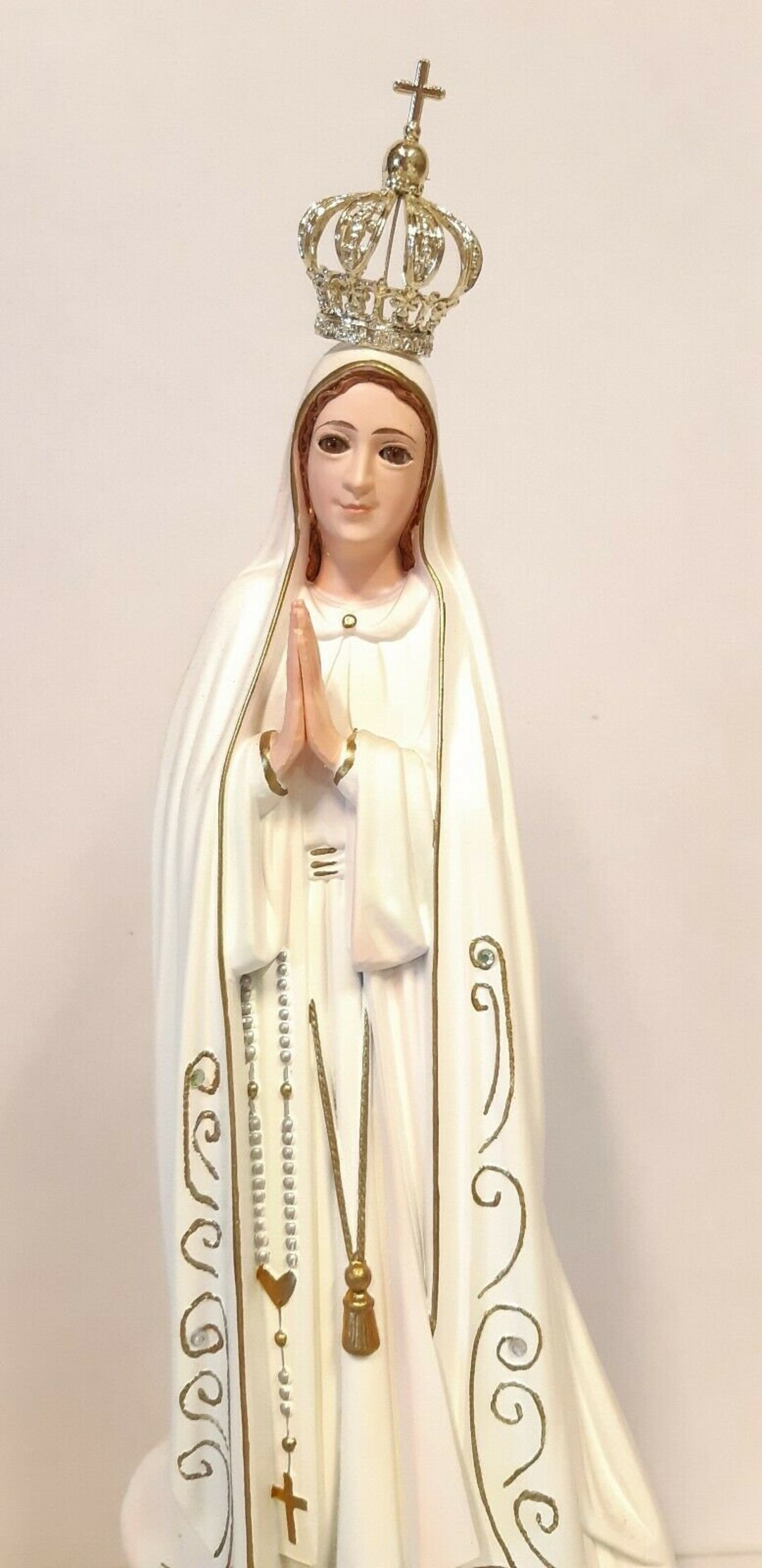 Statue of Our Lady of Fatima Cm 39 (15.35 Inches) in Resin Glass With ...