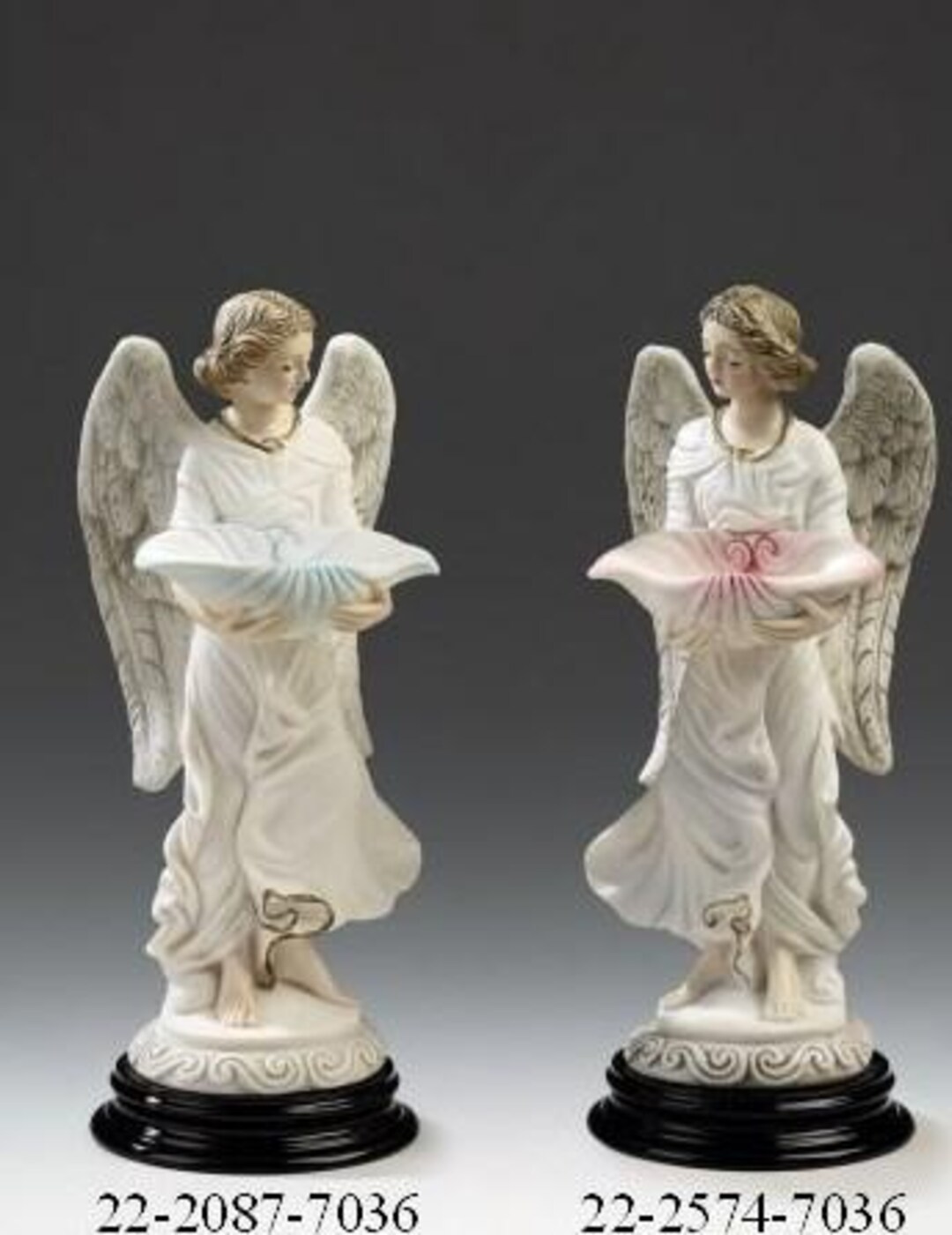 Pair of Angels With Holy Water Stoup Cm 25 (9.84 Inches) Made of ...