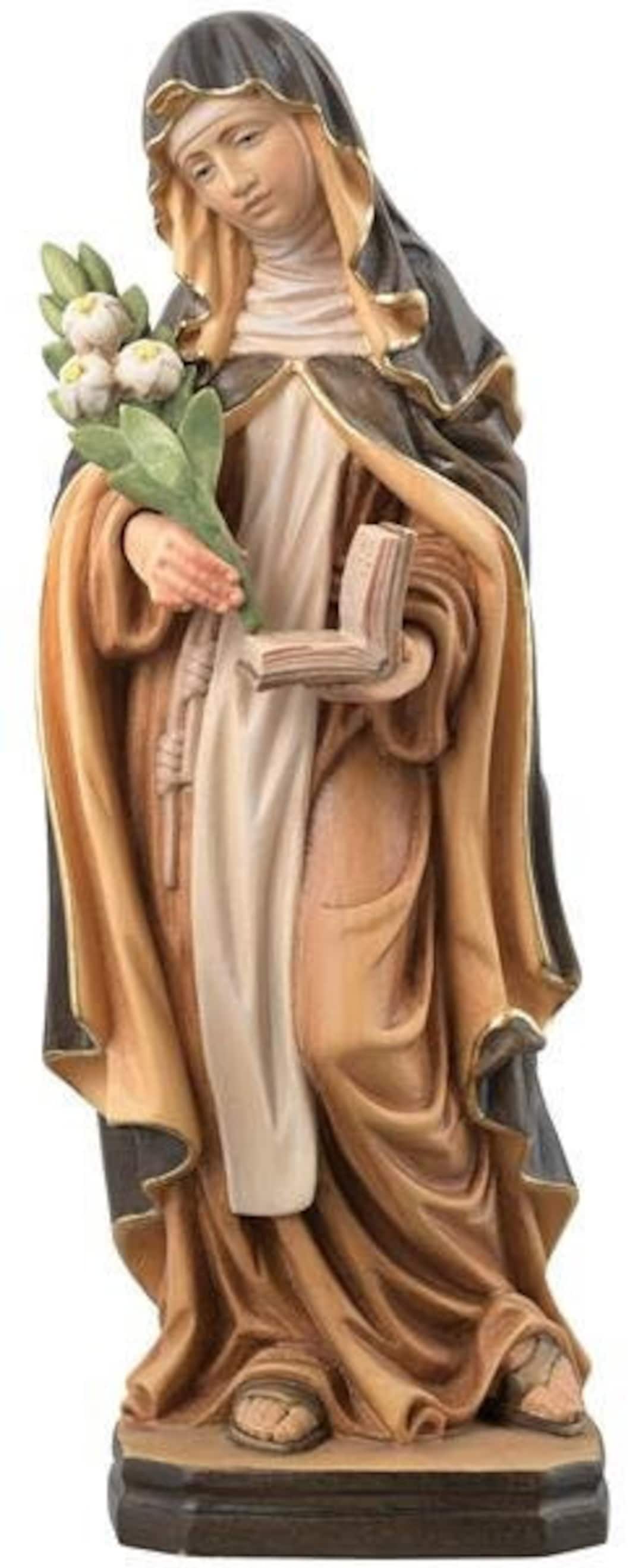Statue of Saint Catherine of Siena Carved From Valgardena Wood and Hand ...