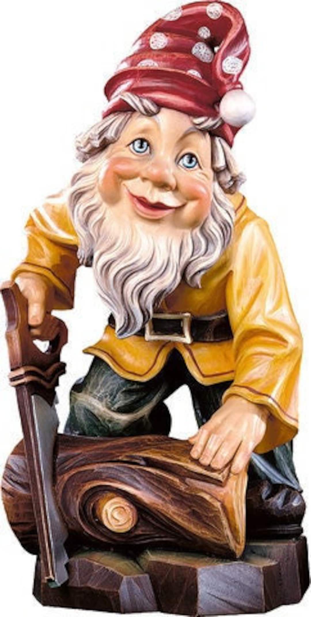 Statue of the Gnome Lumberjack Carved in Wood From Valgardena and ...