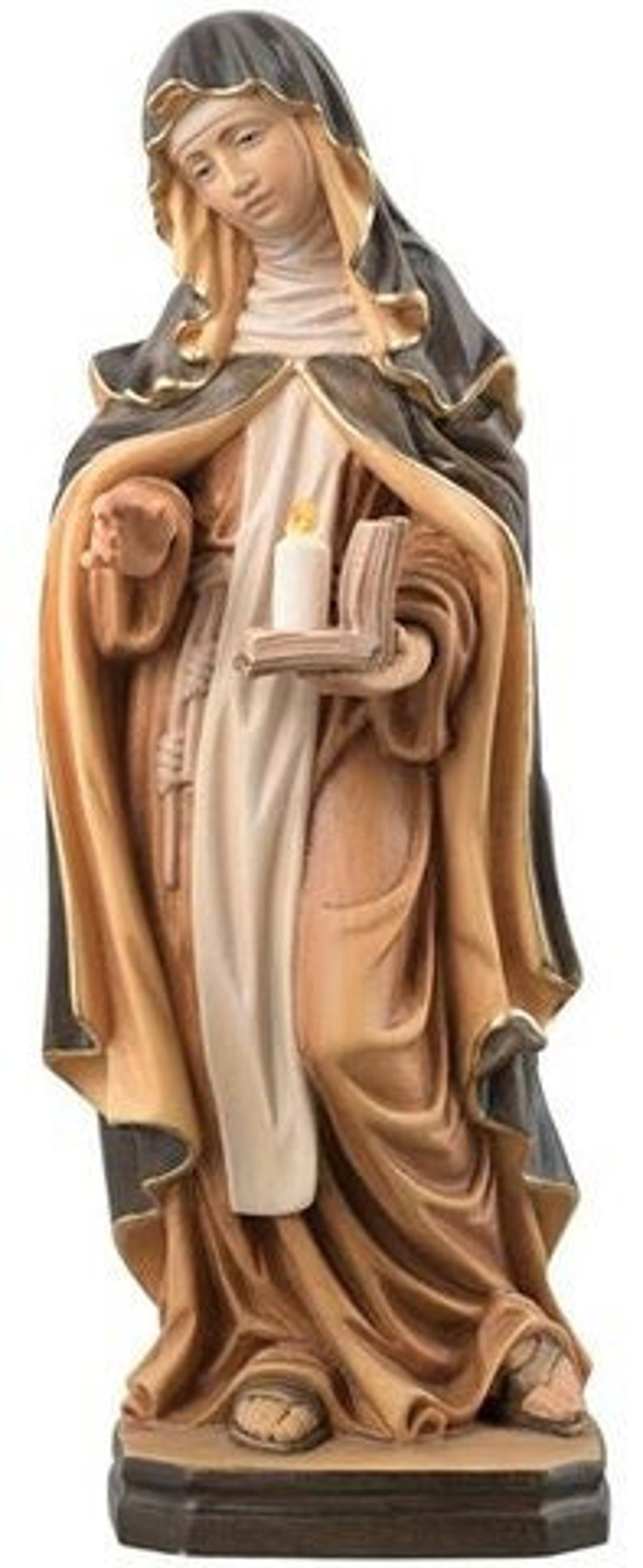 Statue of Saint Brigid Carved From Valgardena Wood, Hand-decorated and ...