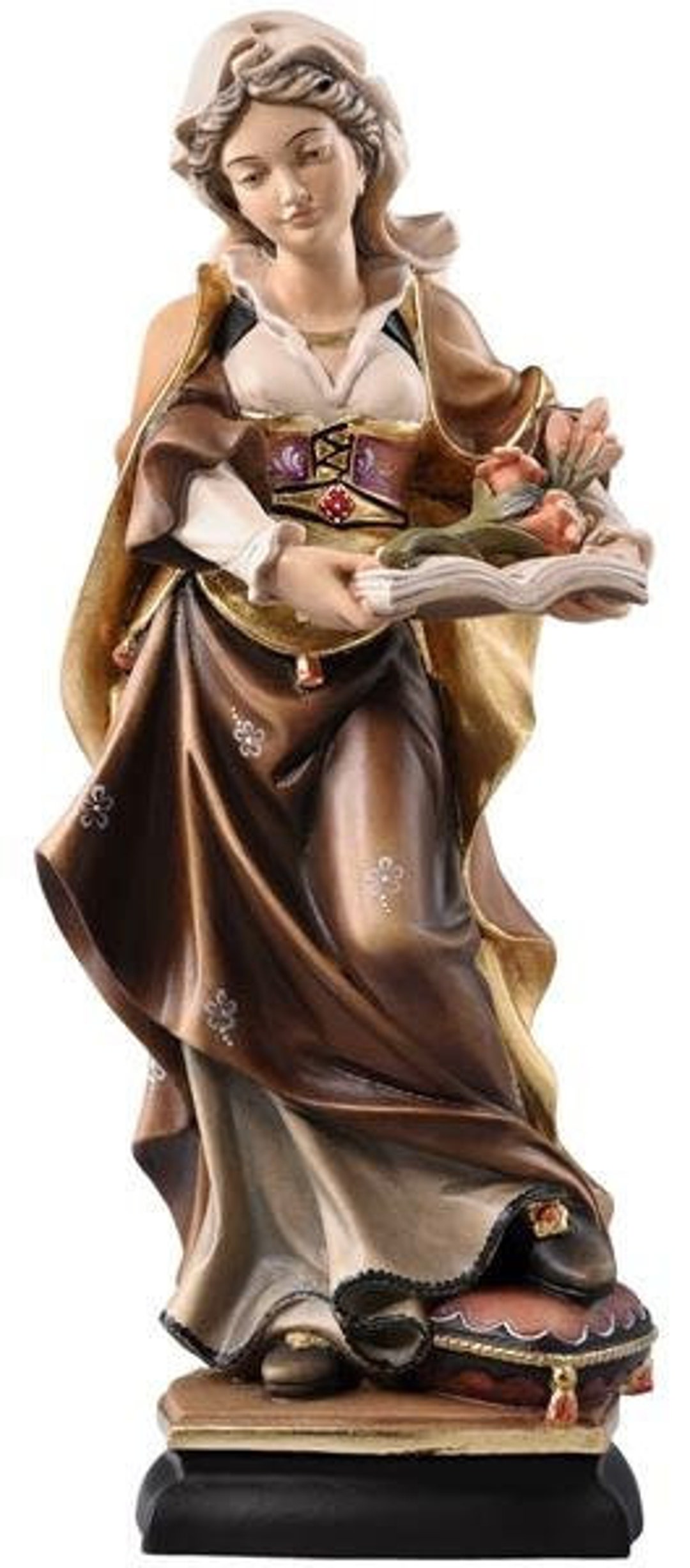 Statue of Saint Silvia Carved From Valgardena Wood and Hand-decorated ...