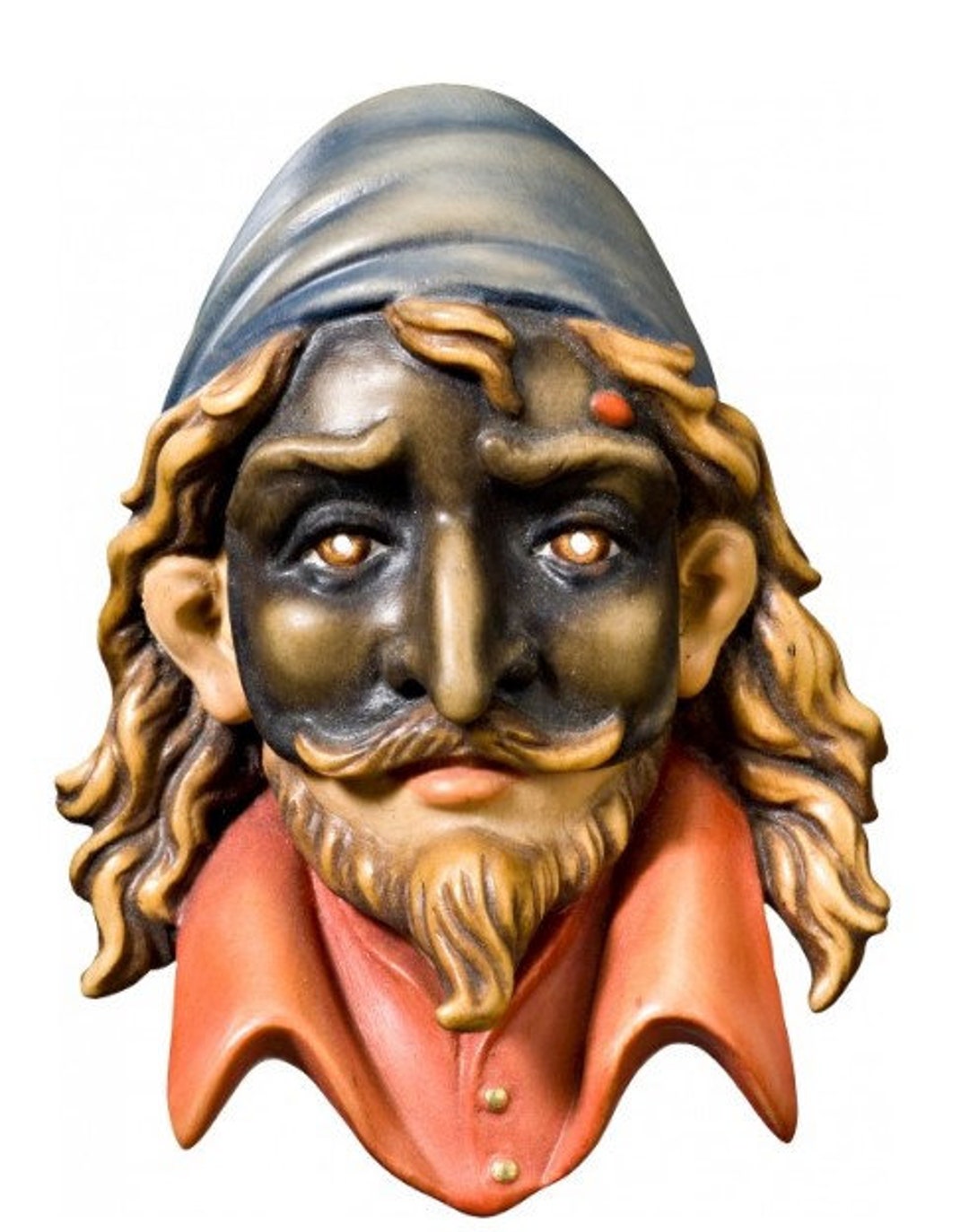 Pantalone Sculpture, Carnival Mask Carved in Valgardena Wood, Hand ...