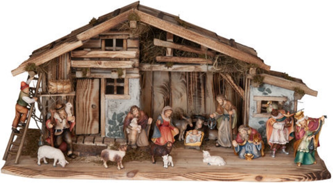 Bethlehem Nativity Scene Carved in Valgardena Wood and Decorated by ...