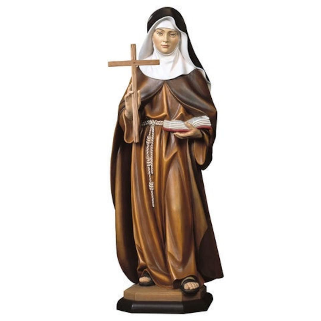Statue of St. Angela of Foligno Carved in Wood From Valgardena and ...