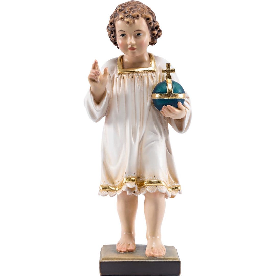 Baby Jesus Sculpture Statue, Carved From Valgardena Wood, Hand ...