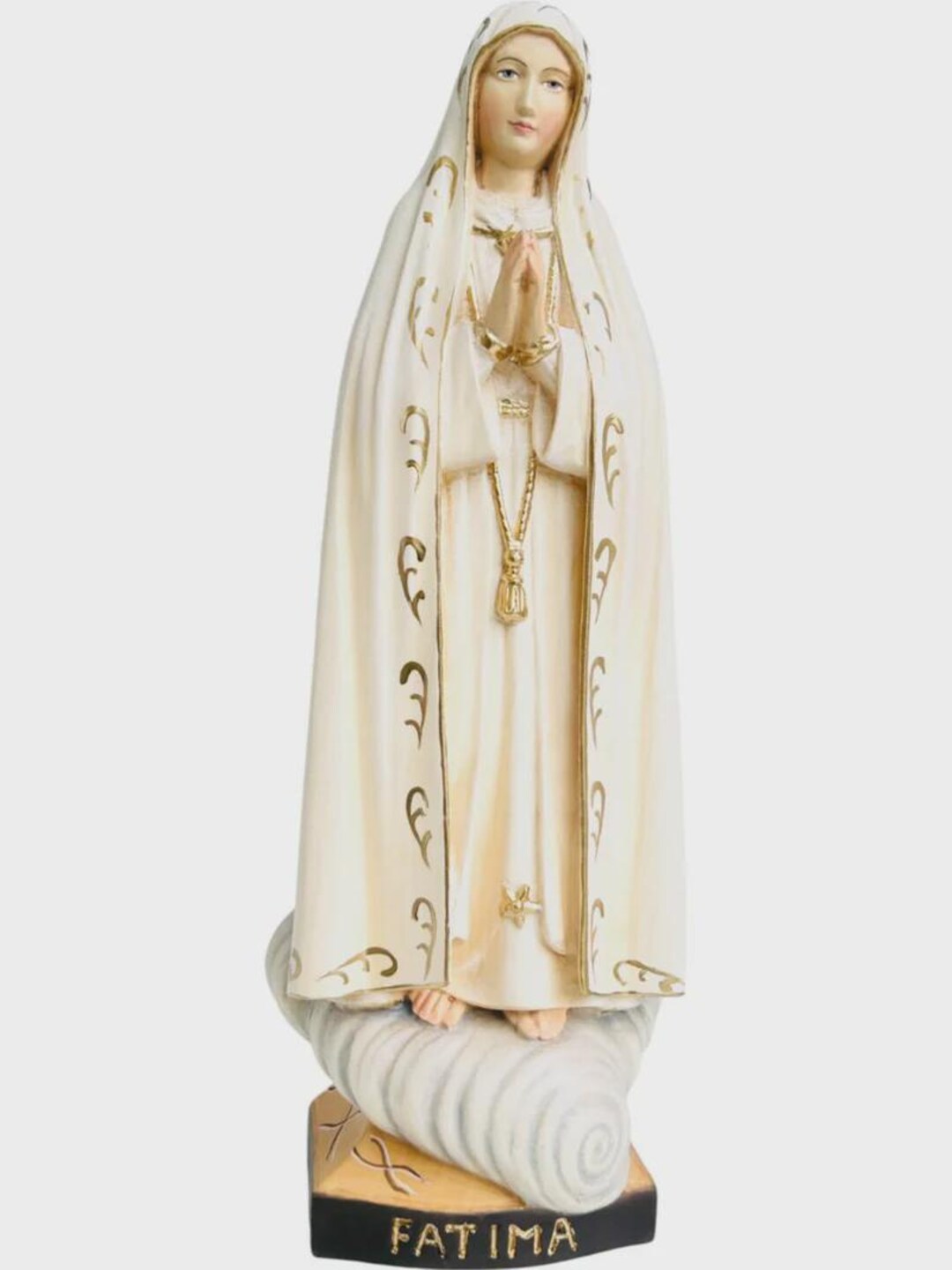 Madonna Fatima Pilgrim Statue With Crown Carved in Valgardena Wood ...