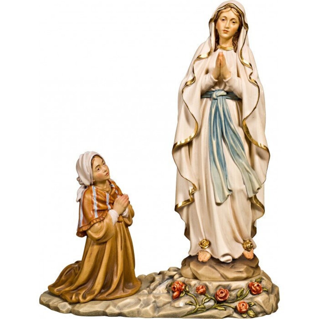 Lourdes Apparition Group Statue, Carved in Valgardena Wood and ...