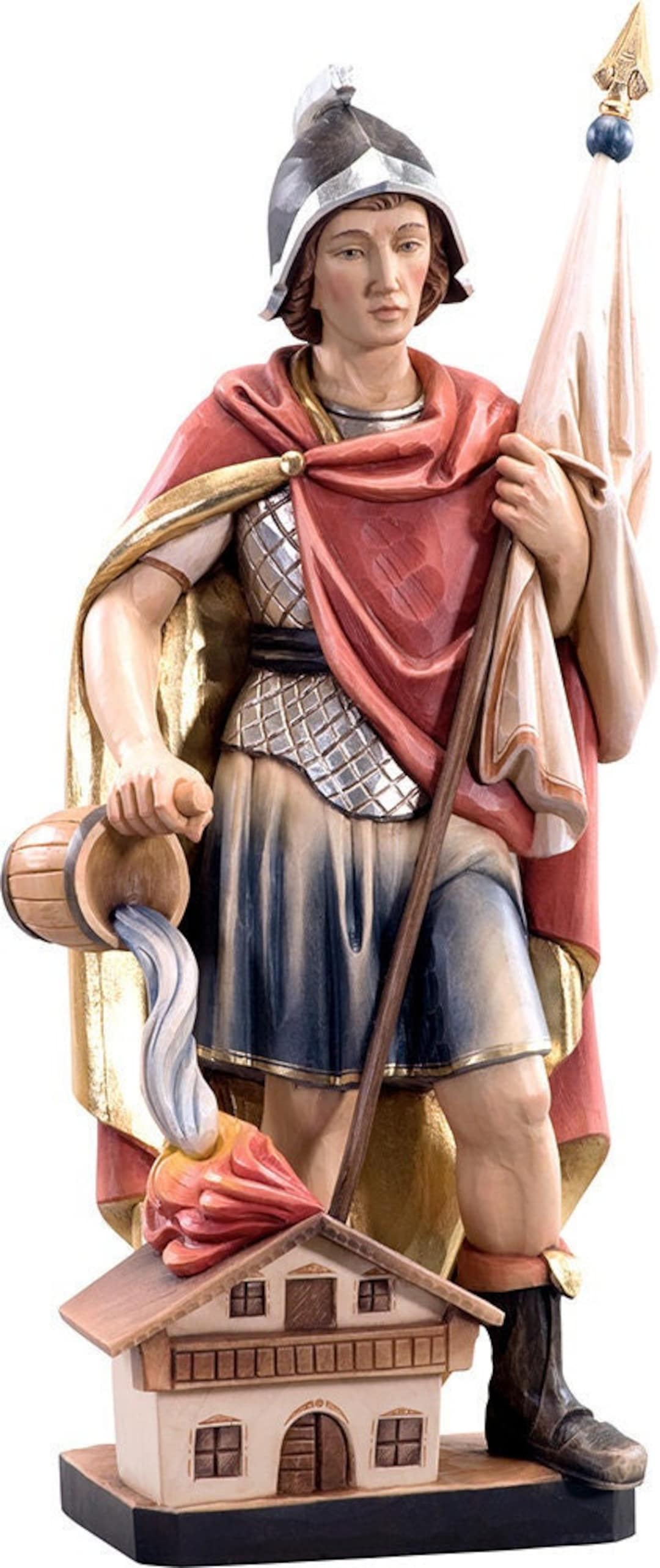 Statue of St. Florian Carved From Valgardena Wood and Hand Decorated ...