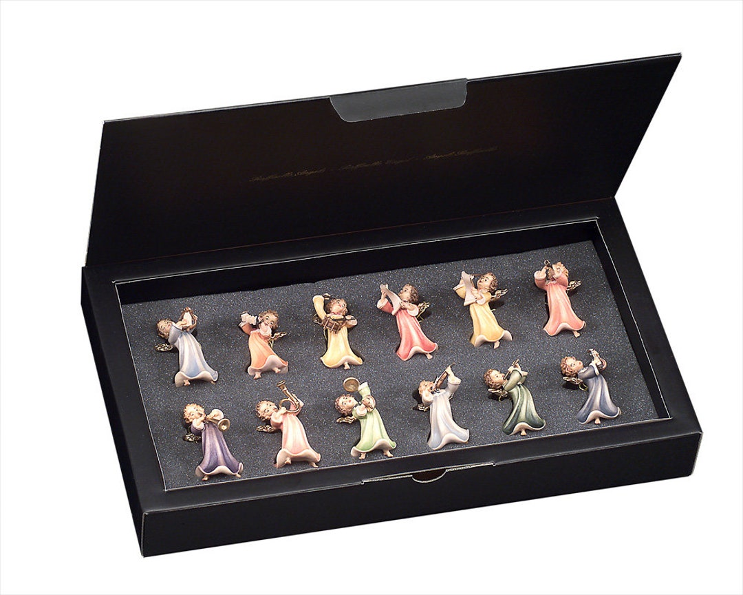 Set of 12 Little Angels to Hang, Carved in Valgardena Wood and ...