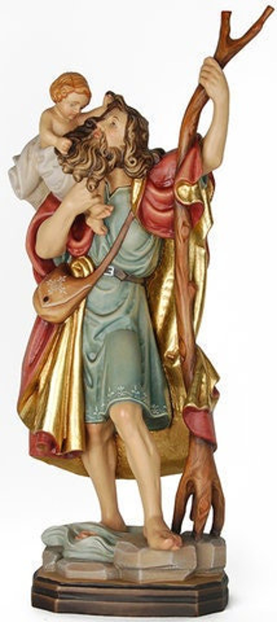 Statue of San Cristoforo Carved in Valgardena Wood and Decorated by ...