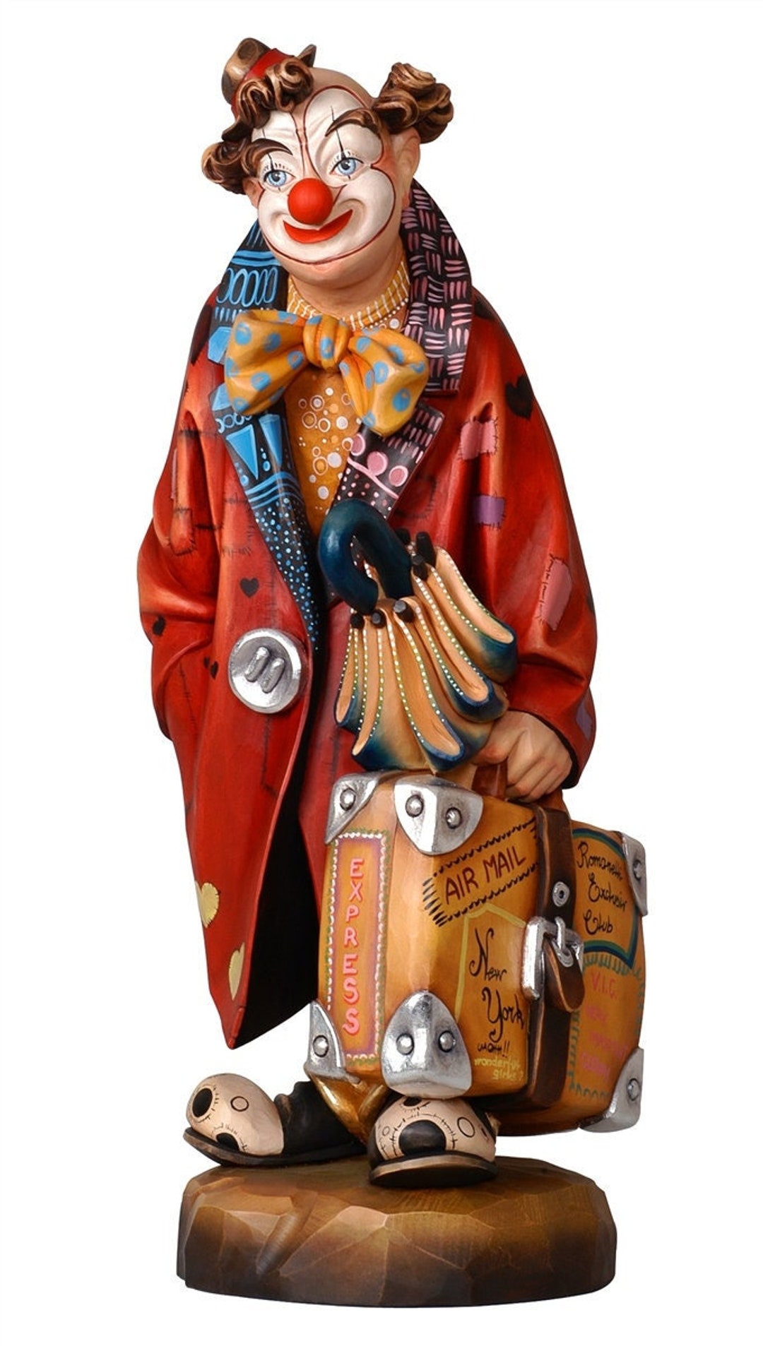 Clown Statue Carved From Valgardena Wood and Hand-decorated ...