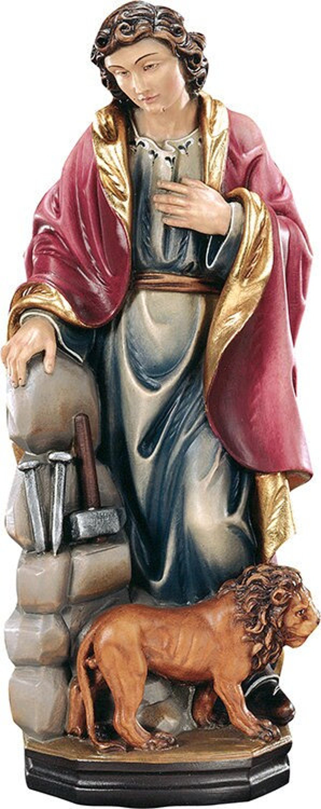 Statue Of Saint Daniel Carved From Valgardena Wood Hand Decorated And