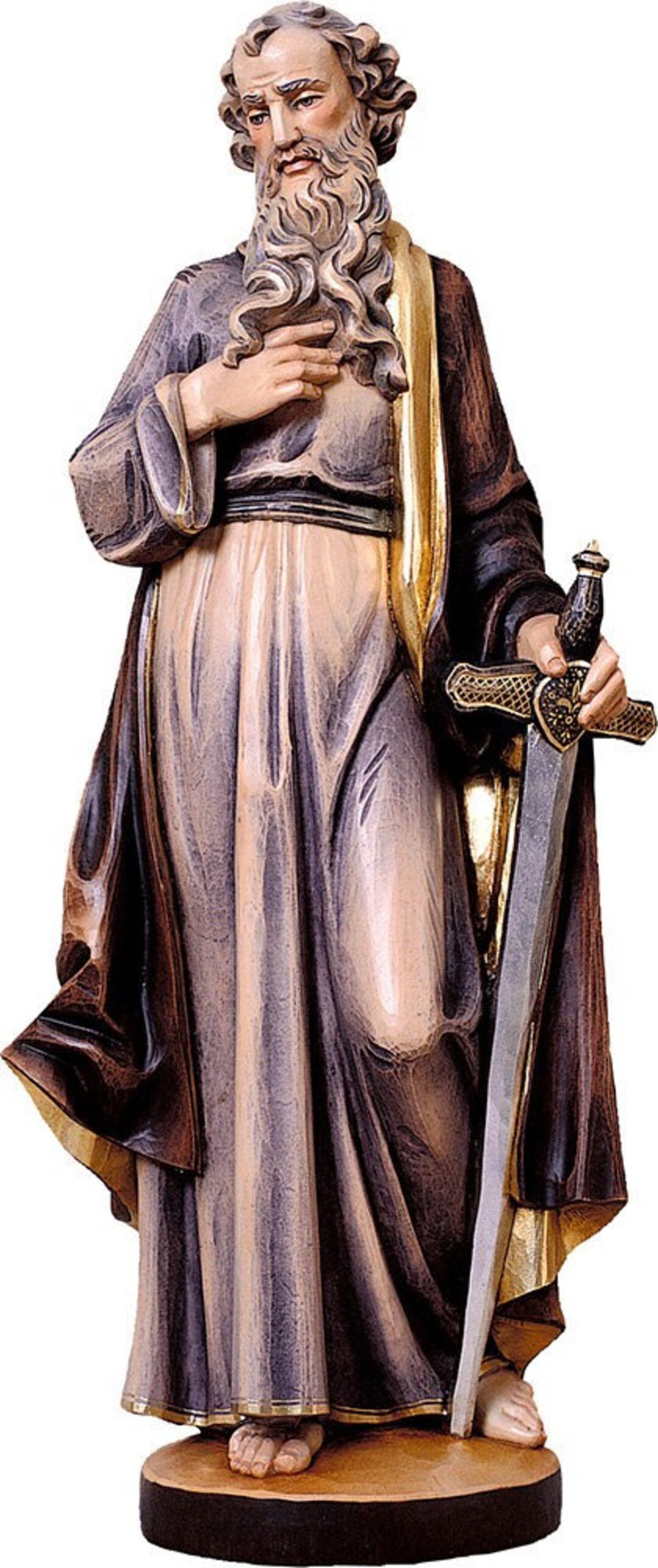 Statue of St. Paul Carved in Wood From Valgardena and Hand-decorated ...