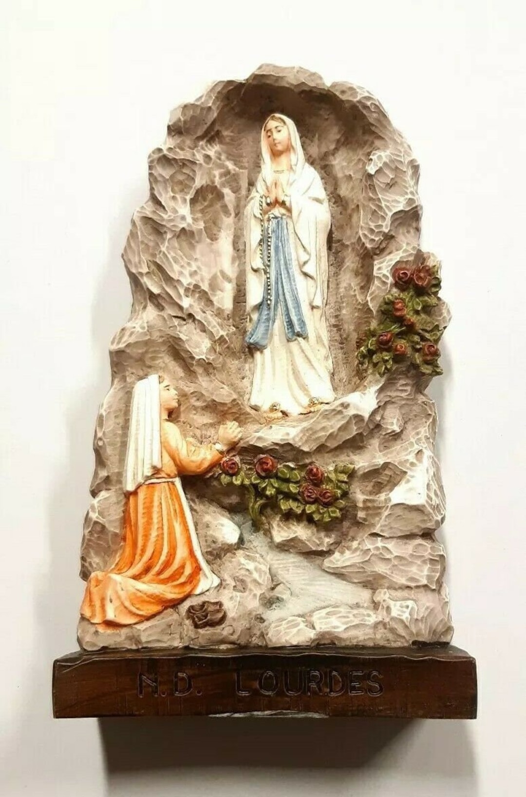Grotto Statue of the Apparition of Our Lady of Lourdes Cm 22 X 12 (8.66 ...