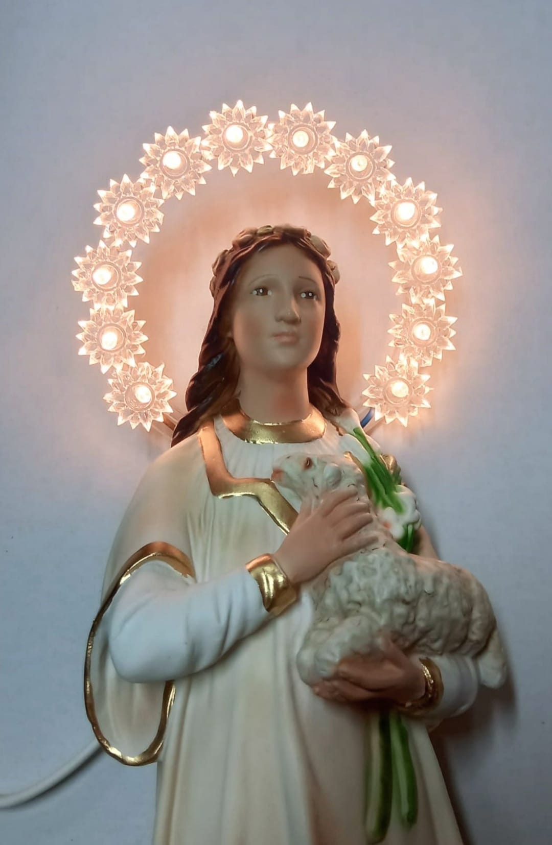 Statue of Saint Agnes Cm 40 15,74 Inches With Luminous Halo, in Resin ...