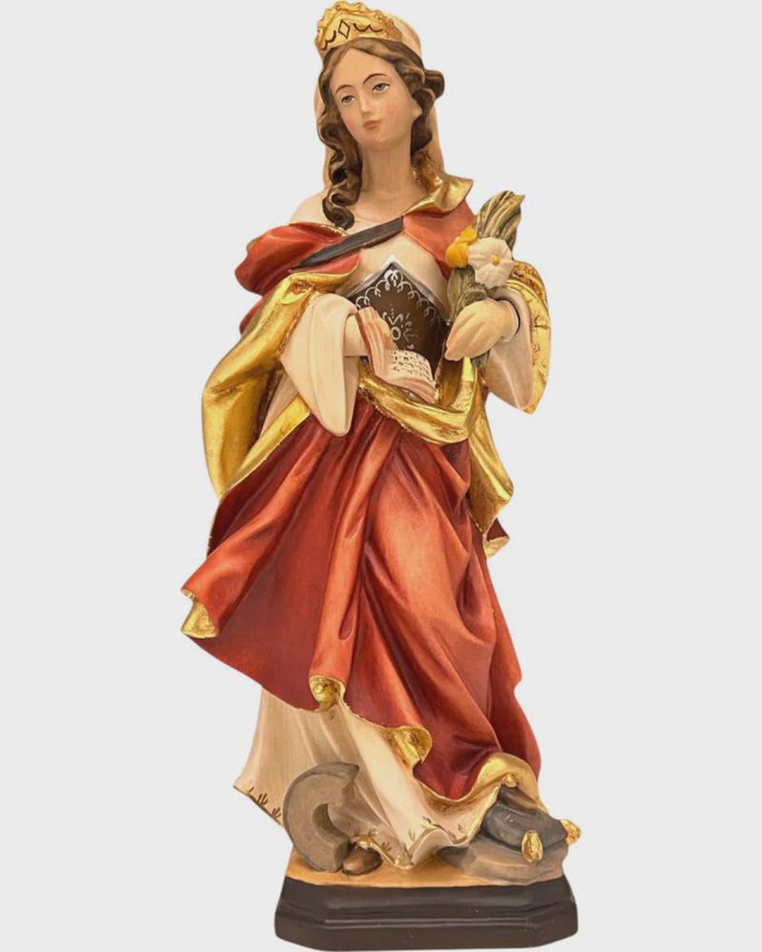 Statua Di Santa Valeria Scolpita in Legno Della Valgardena E Decorata a ...