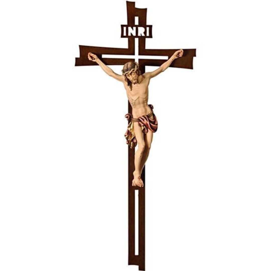 Crucifix With Rays and Baroque Christ, Carved in Valgardena Wood and ...