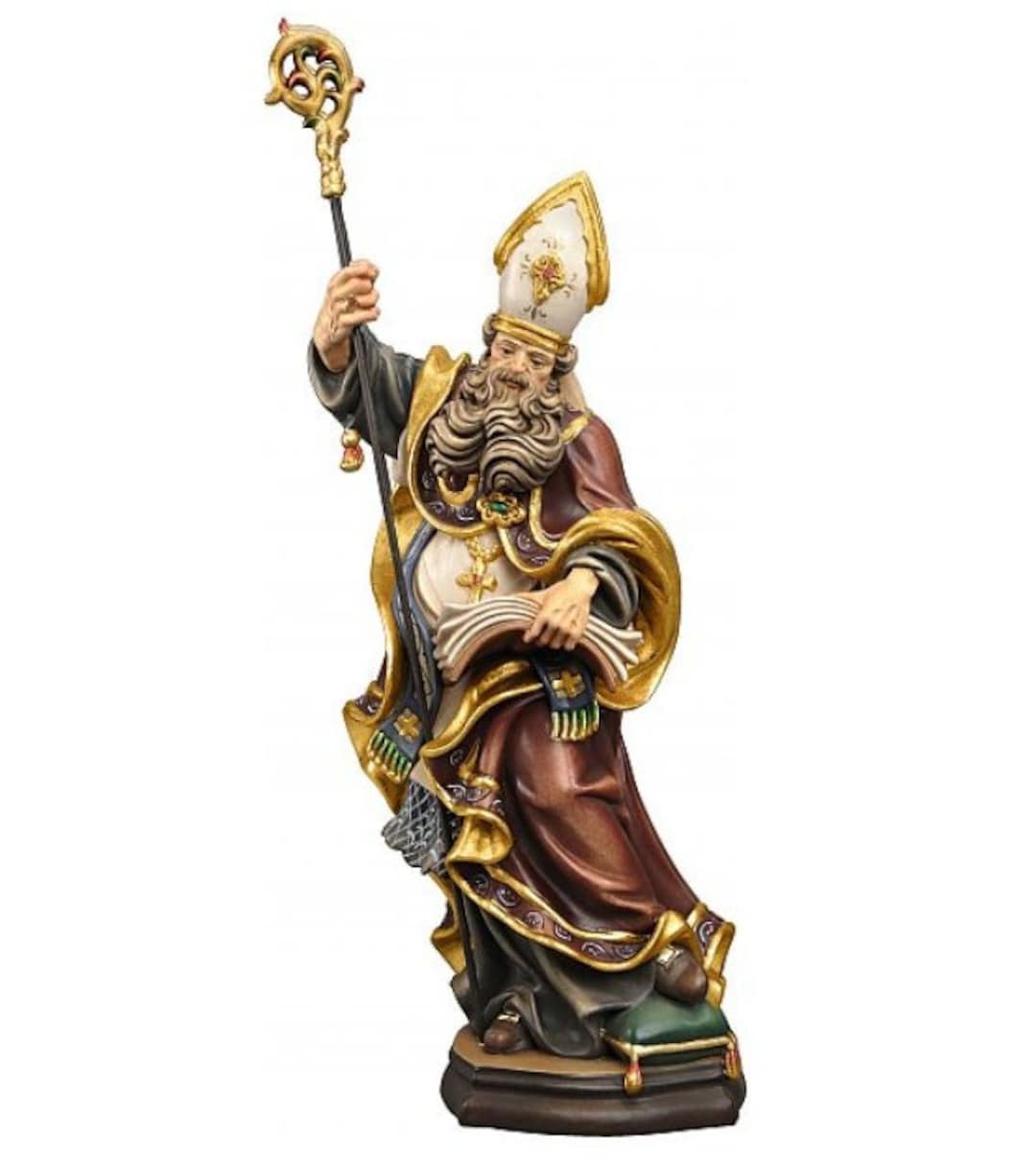 Statue of Saint Adolf With Book Carved in Valgardena Wood and Hand ...