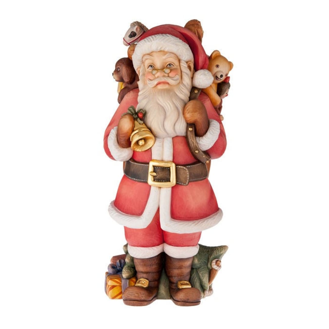 Santa Claus Sculpture Carved in Wood From Valgardena and Decorated by ...