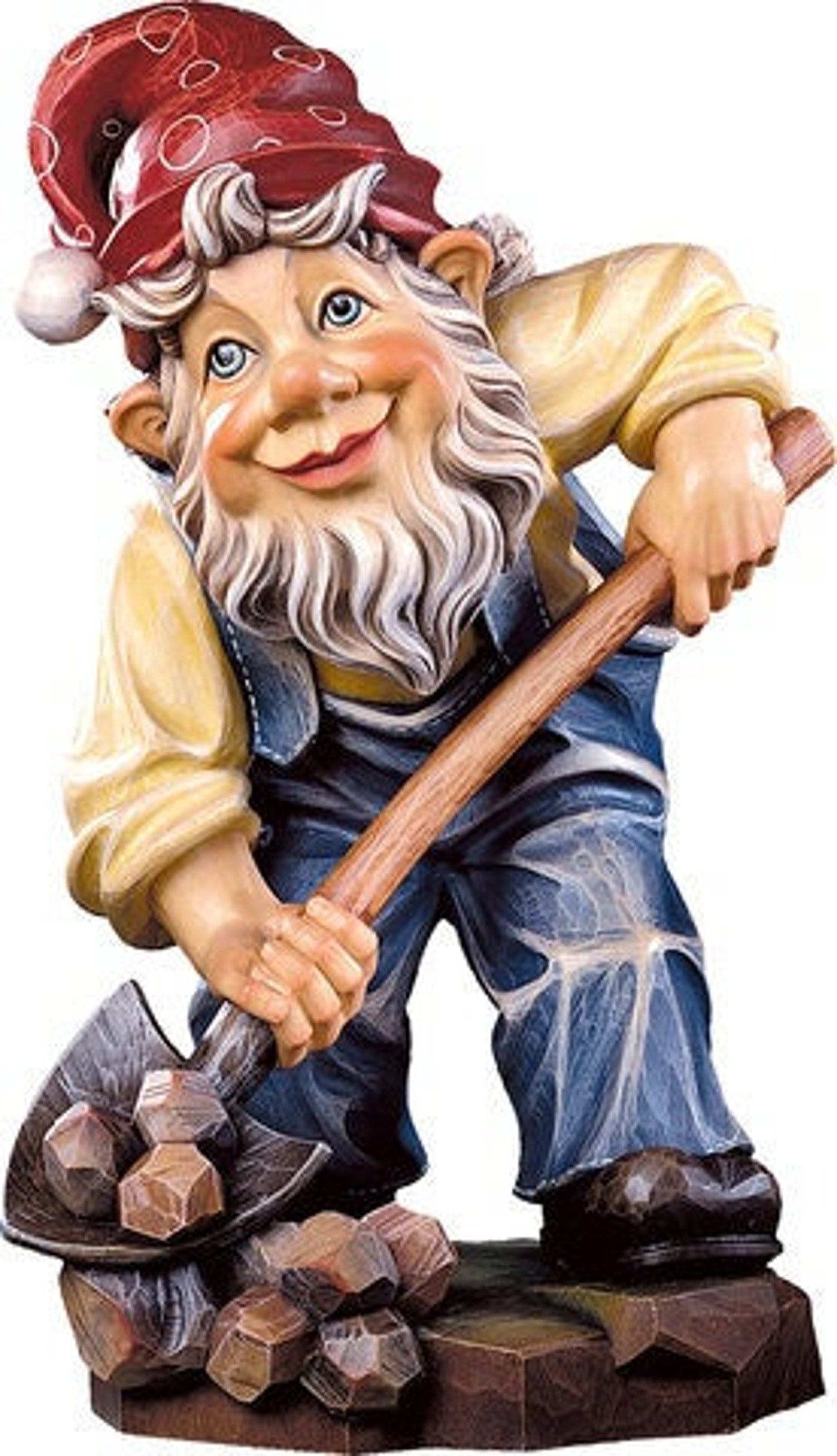 Statue of the Gnome Miner Carved in Wood From Valgardena and Decorated ...