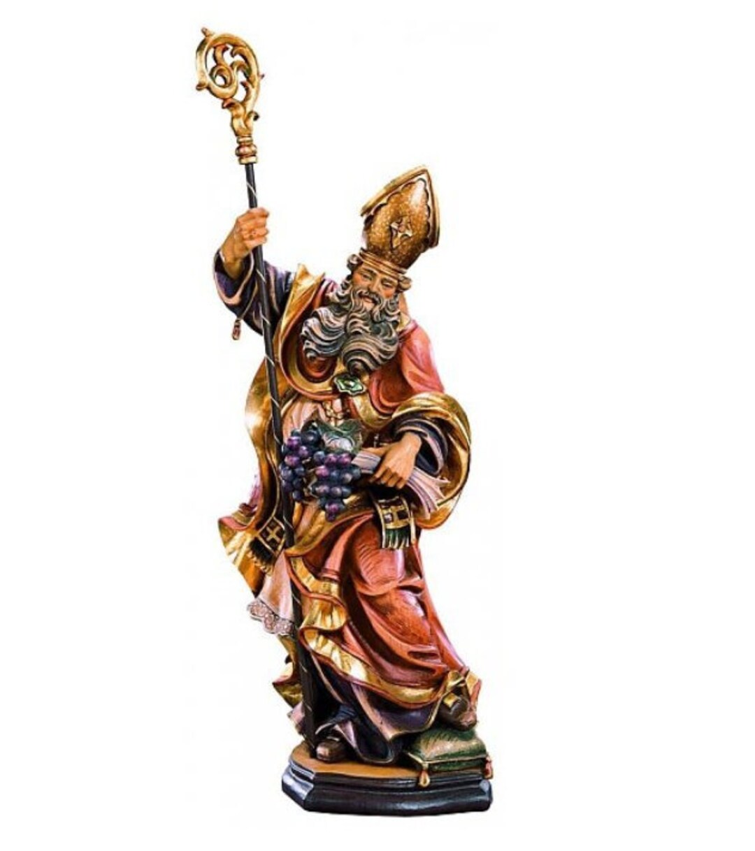 Statue of Saint Urban With Grapes, Carved in Valgardena Wood and Hand-decorated, of Italian ...