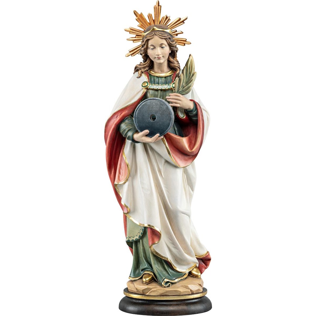 Statue of Saint Christina With Halo Carved in Valgardena Wood, Hand ...