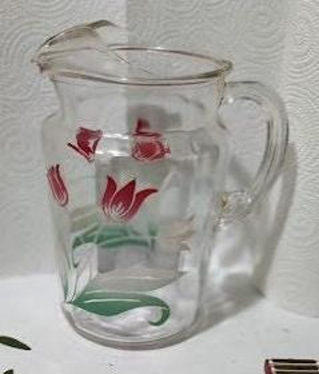 Rare Glass Anchor Hocking Tulip Flower Pattern Pitcher - Etsy