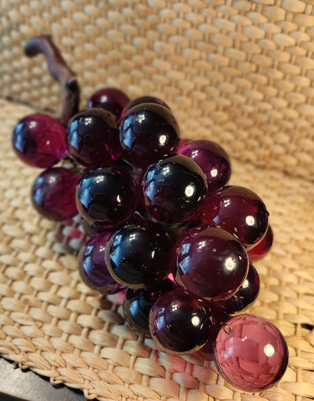 Large Purple Lucite Acrylic Grapes Cluster With Wood Stem - Etsy