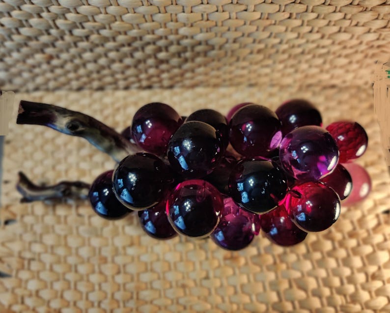 Large Purple Lucite Acrylic Grapes Cluster With Wood Stem - Etsy