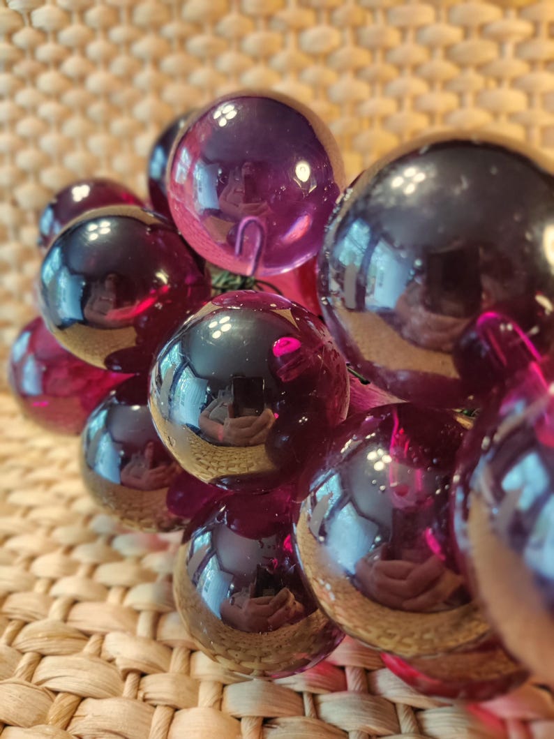 Large Purple Lucite Acrylic Grapes Cluster With Wood Stem - Etsy