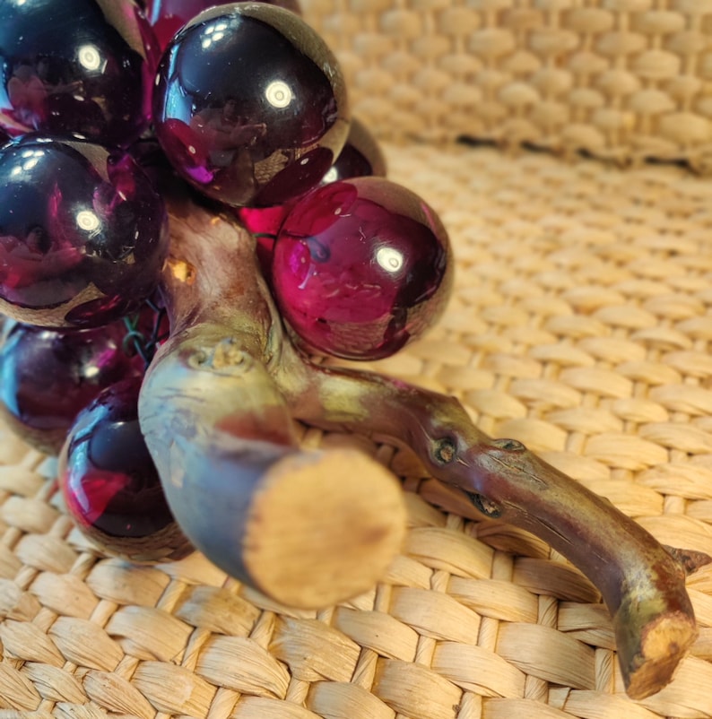 Large Purple Lucite Acrylic Grapes Cluster With Wood Stem - Etsy