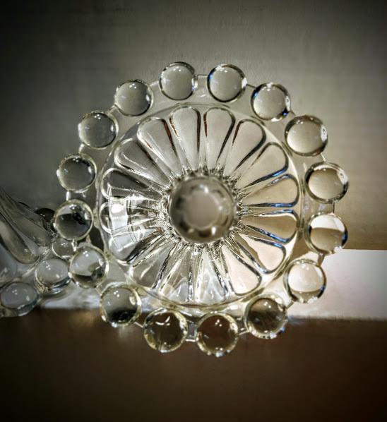 Anchor Hocking Clear Glass Bubble Rim Berwick Boppi Candlestick Holders ...