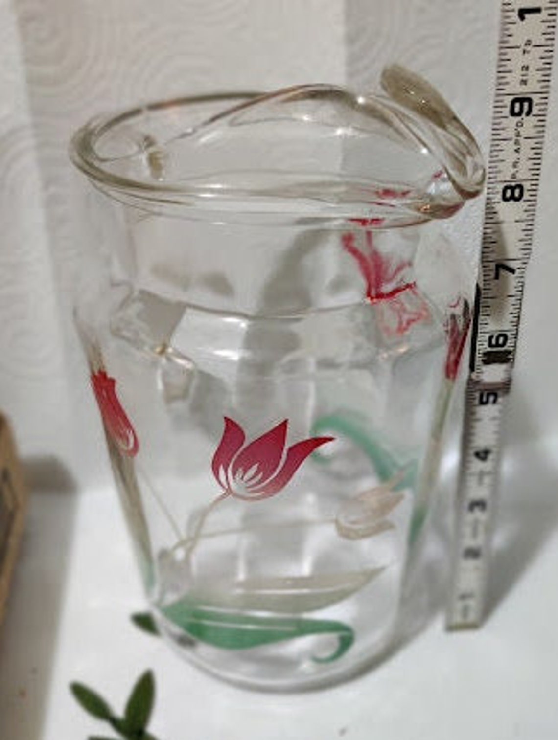Rare Anchor Hocking Tulip Flower Pattern Pitcher Vintage Clear ...
