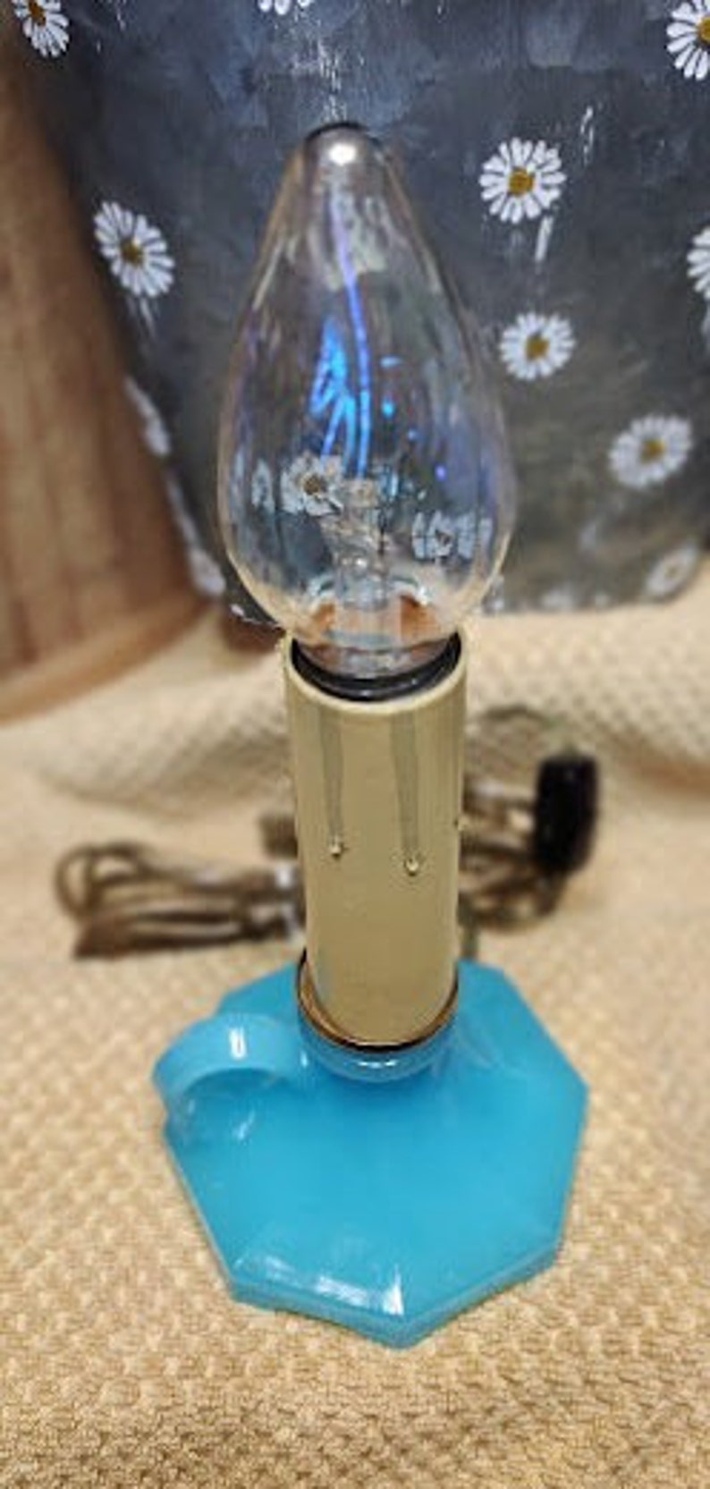 Rare Beautiful Opaline Blue Glass Houze Houzex Window Candlestick Light ...