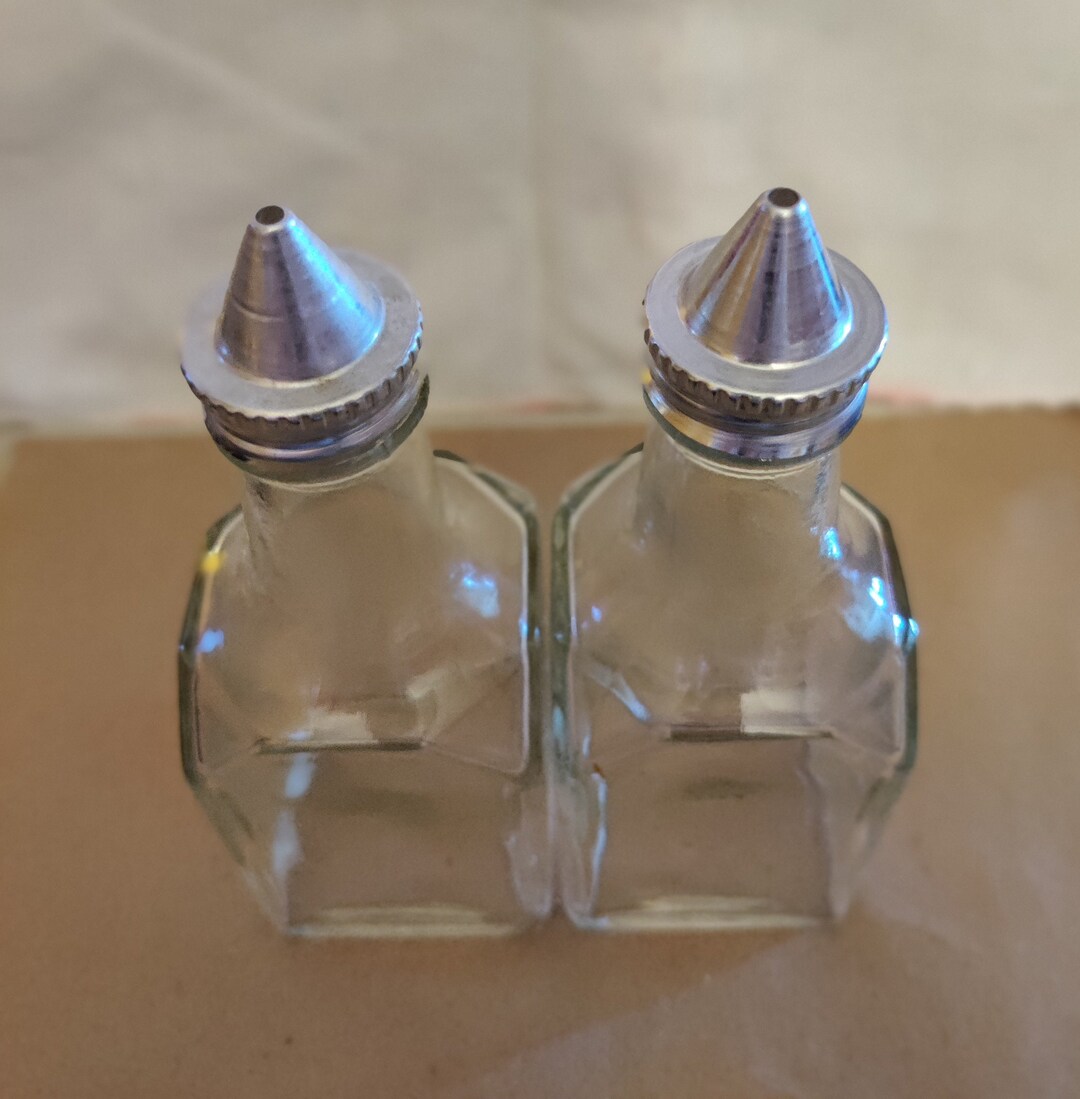 Vintage Gemco Glass Oil Vinegar Cruet Set With Metal Lids - Etsy