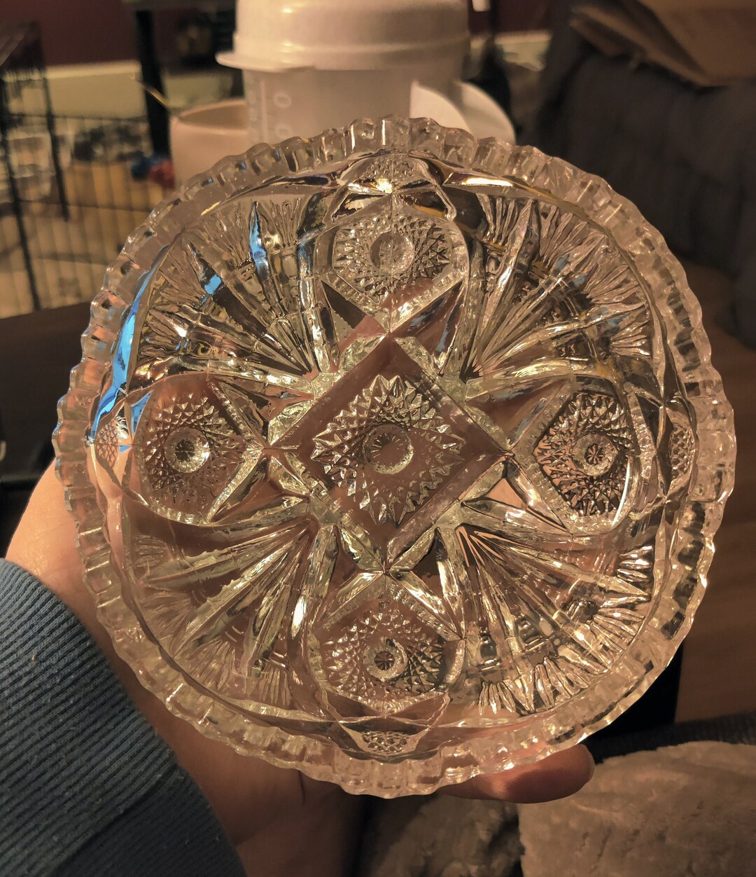 Vintage Nucut Hobstar and Patterns Glass Bowl With Sawtooth Top - Etsy