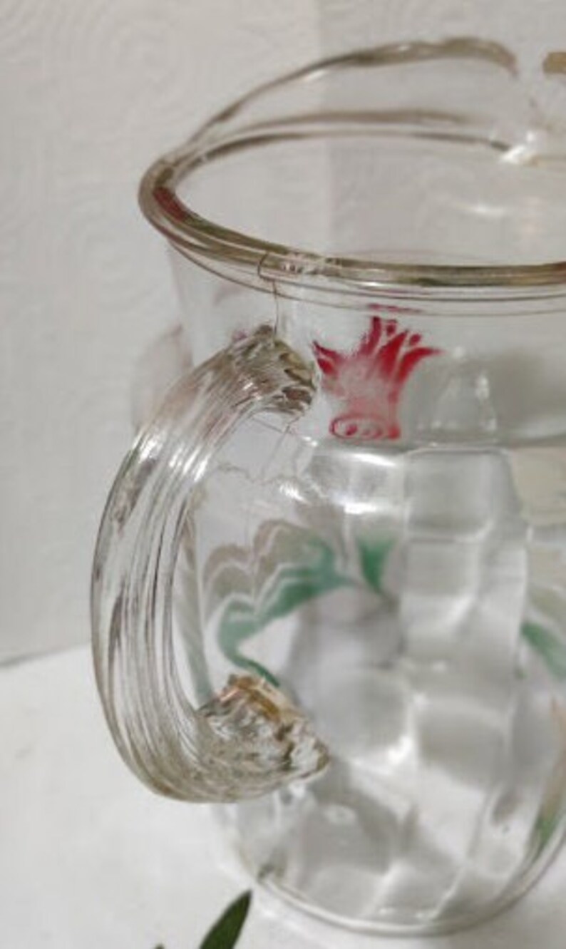 Rare Anchor Hocking Tulip Flower Pattern Pitcher Vintage Clear ...