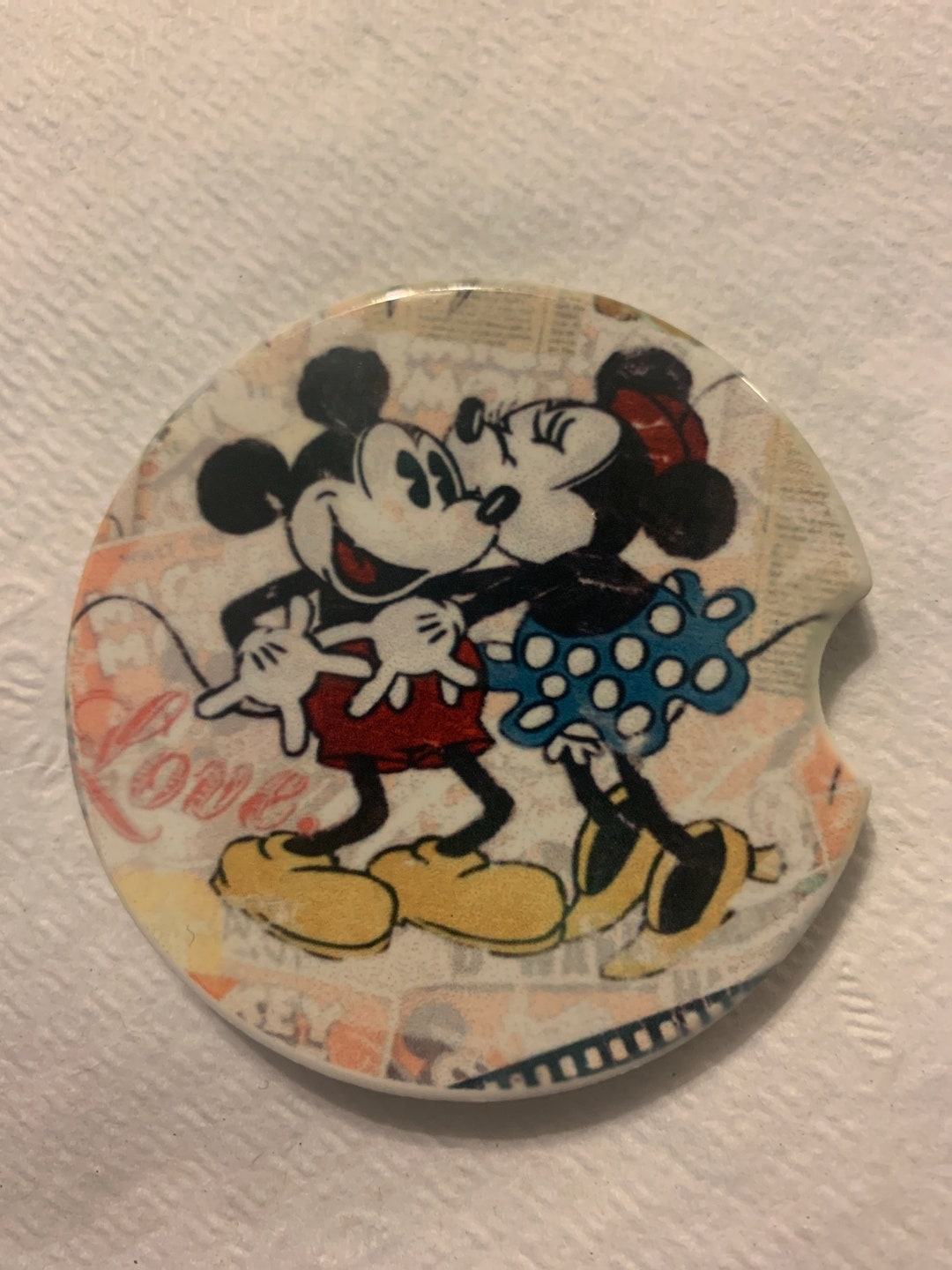 Ceramic Car Coaster, Mickey/minnie Mouse - Etsy
